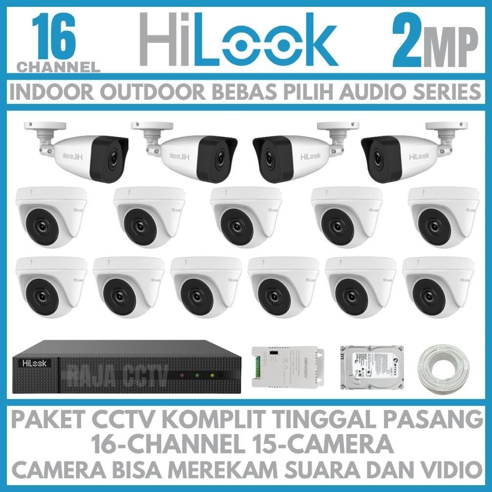 Jual PAKET CCTV HILOOK 2MP 16 CHANNEL 15 CAMERA TURBO HD KAMERA CCTV AUDIO | Shopee Indonesia