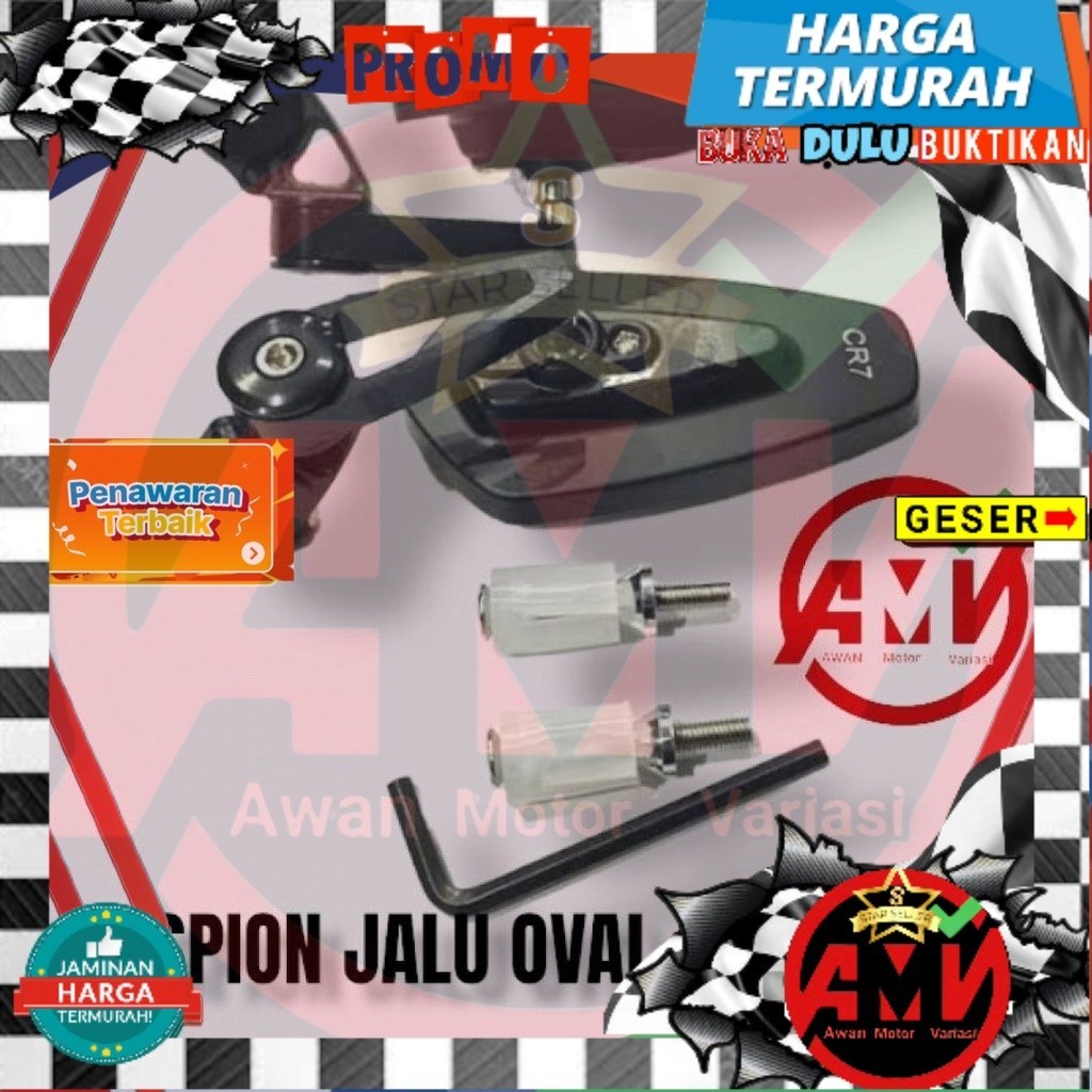 Jual Spion motor / Spion variasi JALU OVAL BLACK multi [Harga 2pcs ...