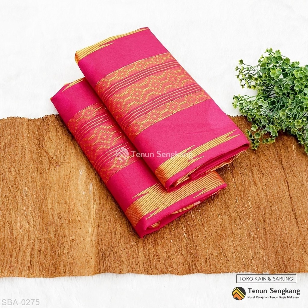 Jual Sarung Bugis Sutra Makassar Tenun Asli Pink Gold - Athirah by ...