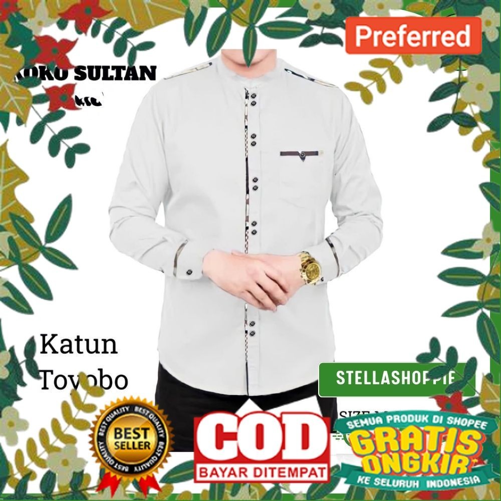 Jual Baju Koko SULTAN Kombinasi batik Lengan Panjang Model Pakistan ...