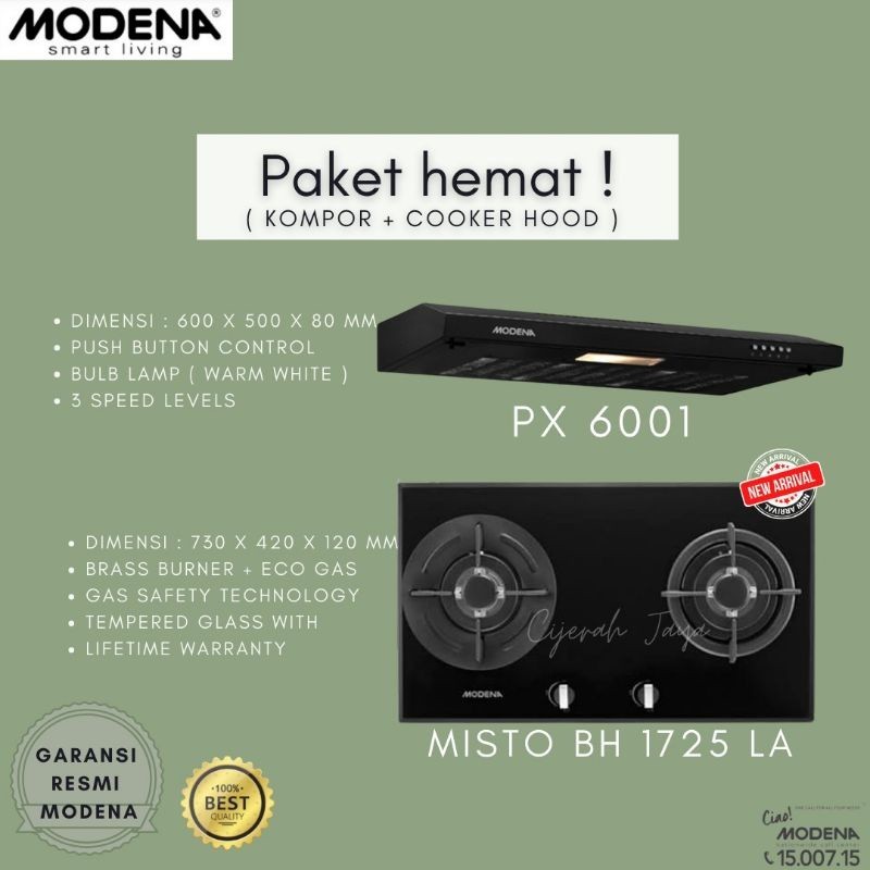Jual FROMO SPESIAL PAKET KOMPOR GAS TANAM 2 TUNGKU MODENA BH1725LA ...