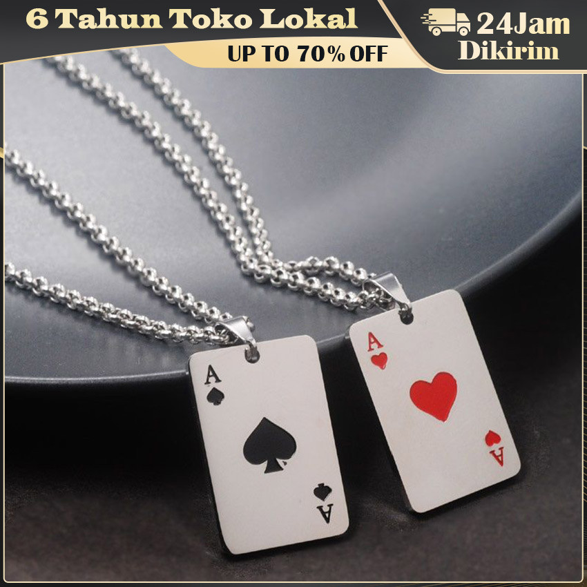 Jual As Sekop / As Hati Kalung Liontin Kartu Remi / Kalung Rantai Pada ...