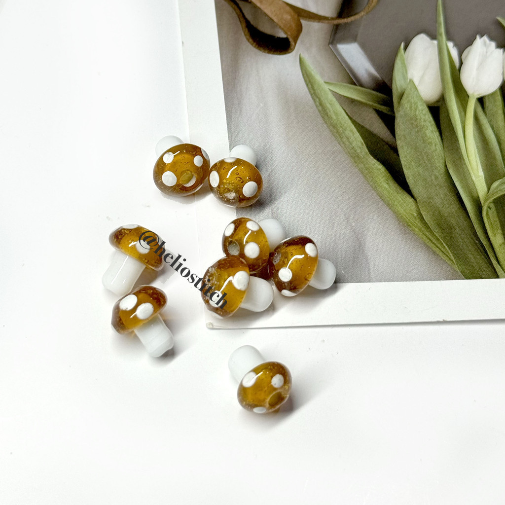 Jual 1 pcs Manik-manik Mote Kaca Genuine Glass Beads - Jamur Bulat ...