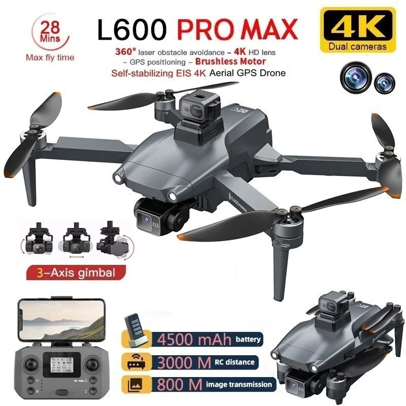 Jual L600 PRO MAX GPS Drone 4K 3 Axis Gimbal Obstacle Avoidance ...