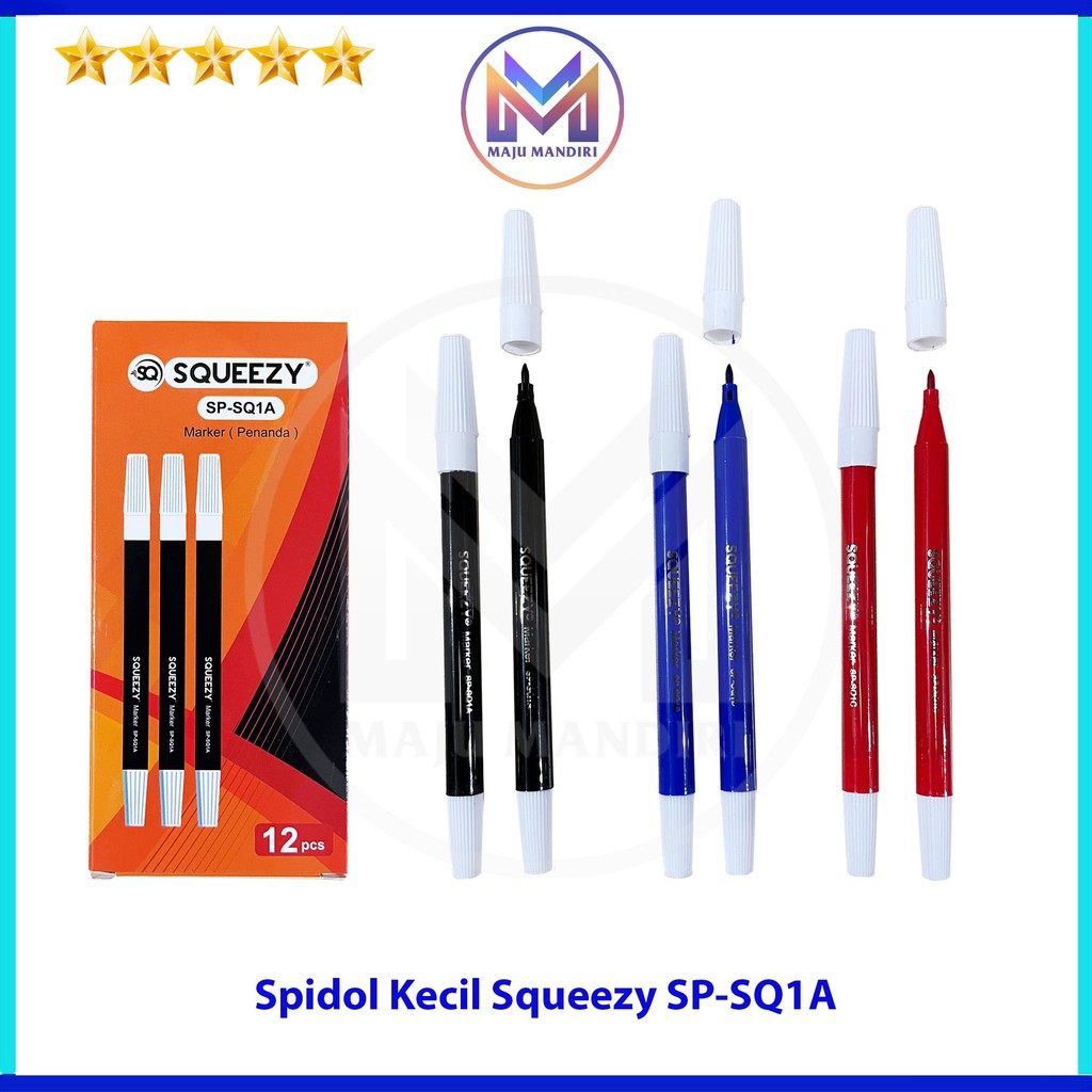 Jual Spidol Kecil Squeezy Per Pack Isi 12 pcs Hitam Merah Biru | Shopee ...