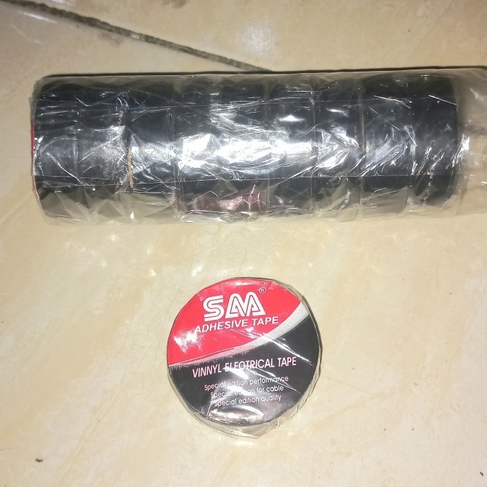 Jual isolasi hitam 5/8ich 3m solasi maskin tape lakban kecil pvc ...