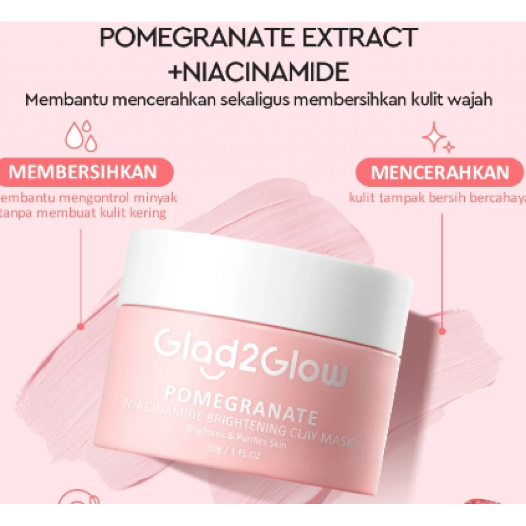 Jual GLAD2GLOW POMEGRANATE NIACINAMIDE BRIGHTENING CLAY MASK | Shopee Indonesia