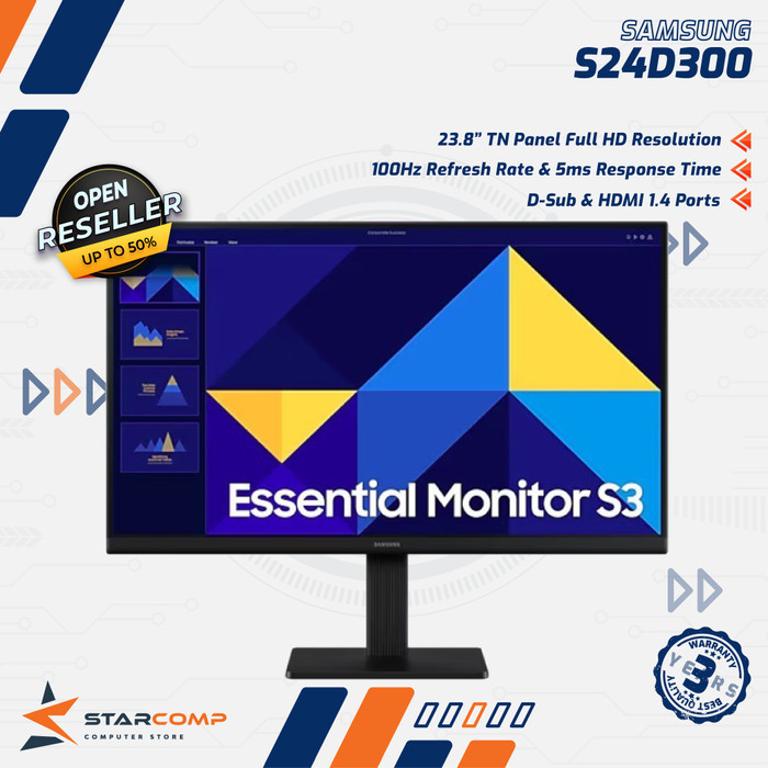 Jual Samsung S24D300 S3 Monitor 24 Inch Full HD 100Hz 5ms VGA HDMI ...