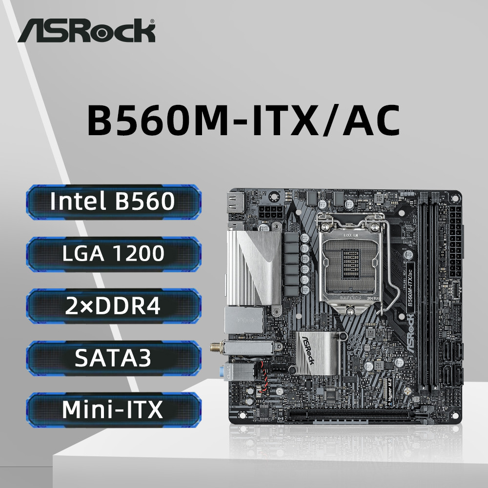 Jual ASRock B560M-ITX/ac Motherboard LGA1200 Support i9-10900K i7-10700 ...