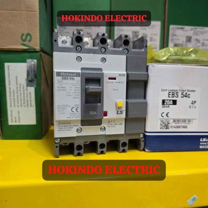 Jual ELCB LS 4P 20A 30MA / LS EBS 54C 20A / ELCB EBS-54c 4P 20A 30MA 18KA 415/460V ORIGINAL LS ...