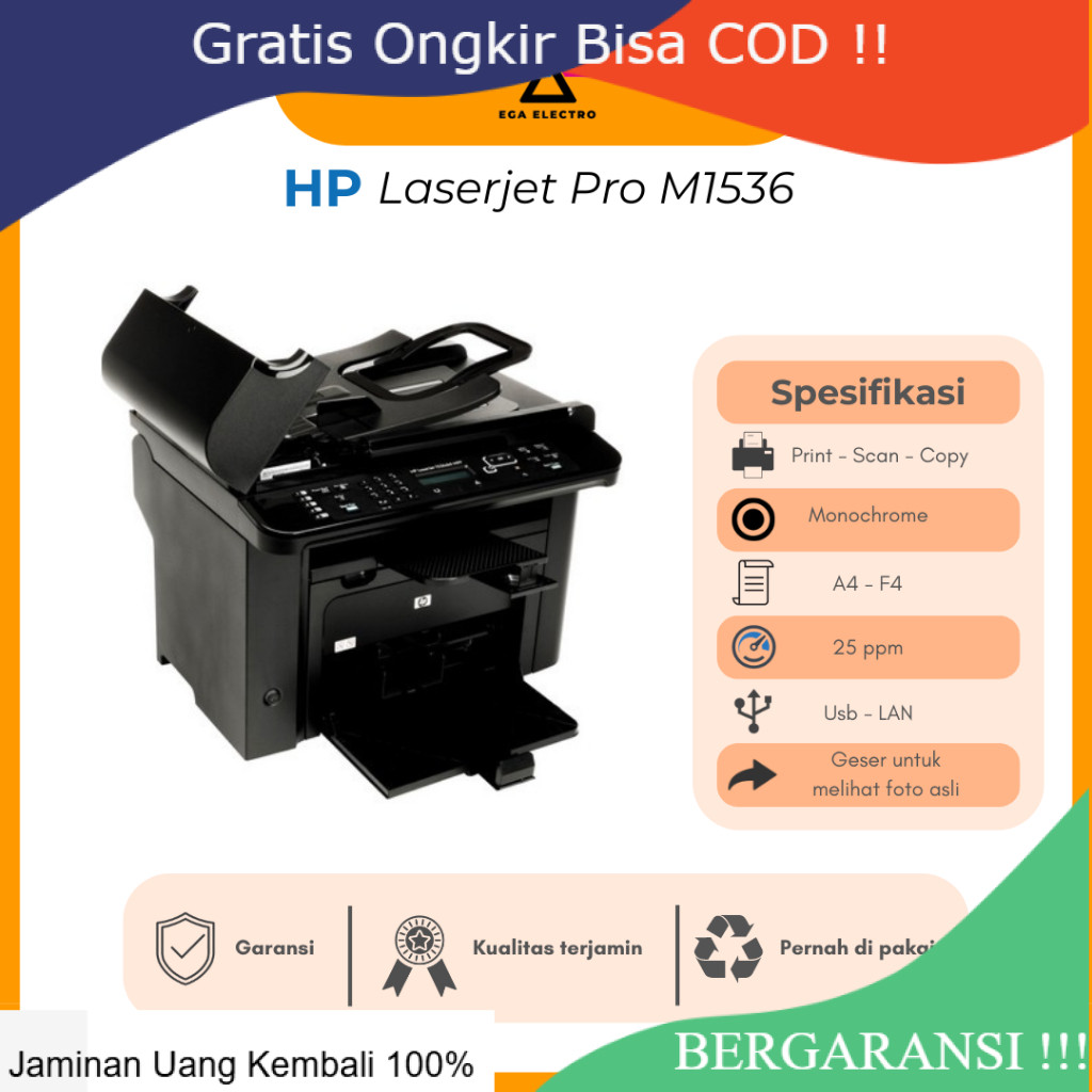Jual printer hp laserjet pro m1536 dnf - duplex network fax print scan ...