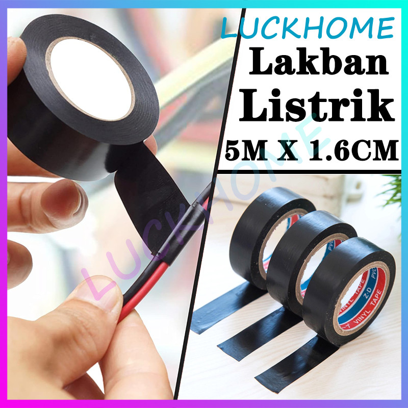 Jual 6PCS Lakban Listrik Tahan Panas 5 Meter Lebar 1.6CM PVC Hitam ...