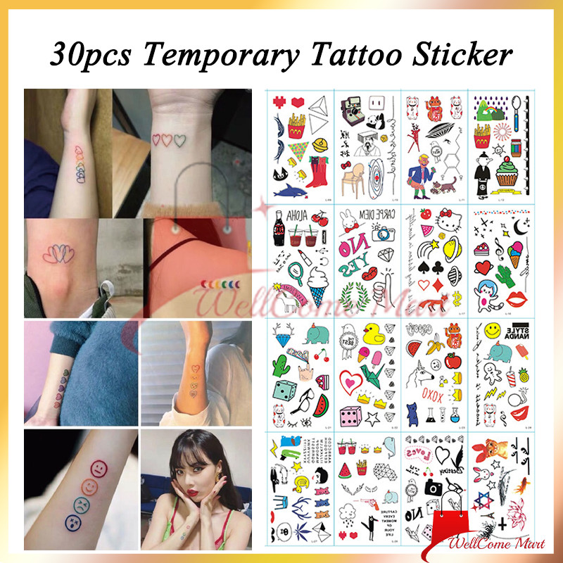 Jual 30pcs Temporary Tattoo Sticker Waterproof Tato Lucu Aneka