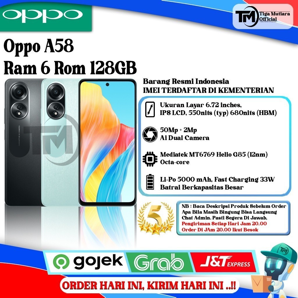 Jual Oppo A58 4G Ram 6/128GB | Ram 8/128GB Segel Original & Bergaransi ...