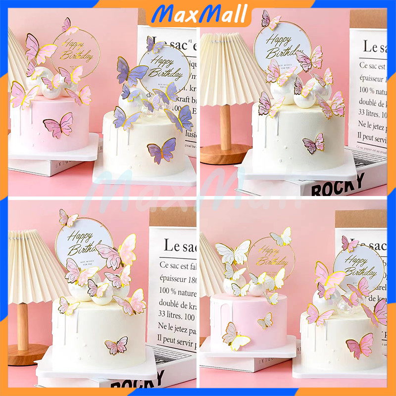 Jual 10Pcs Topper Cake Birthday Butterfly Topper Kue Ulang Tahun ...