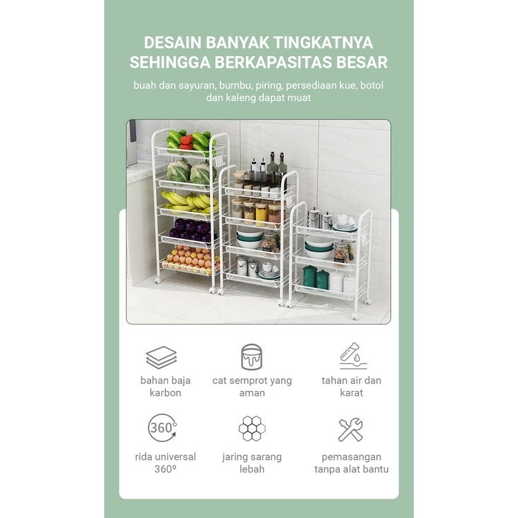 Jual Plus One Rak Roda 3 4 5 Susun / Rak Troli Salon / Rak Buku Dokumen ...