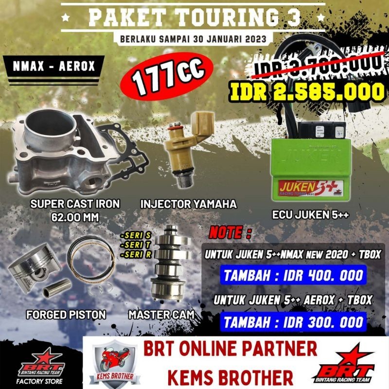 Jual PAKET BRT NMAX AEROX TOURING 3 BOREUP 177CC | Shopee Indonesia