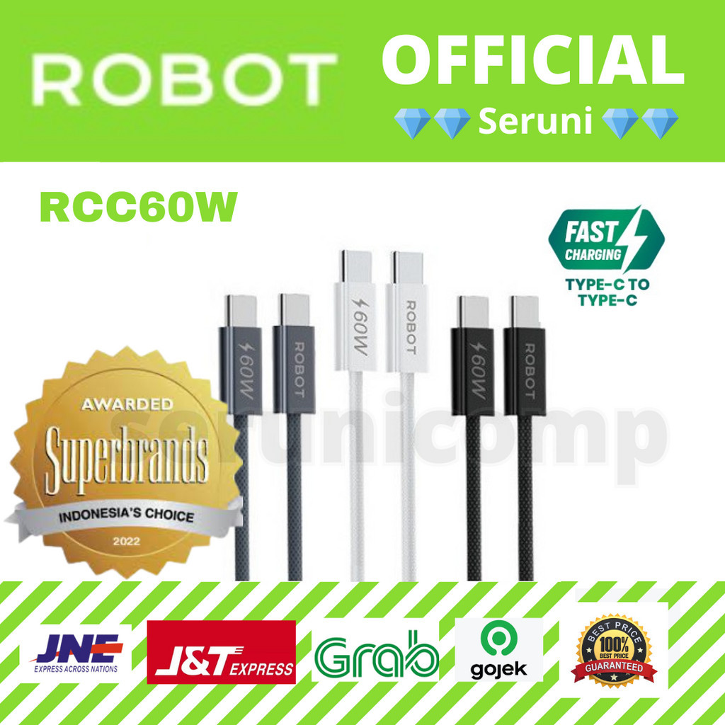 Jual ROBOT RCC60W FAST CHARGING CABLE DATA TYPE-C TO TYPE-C | Shopee ...