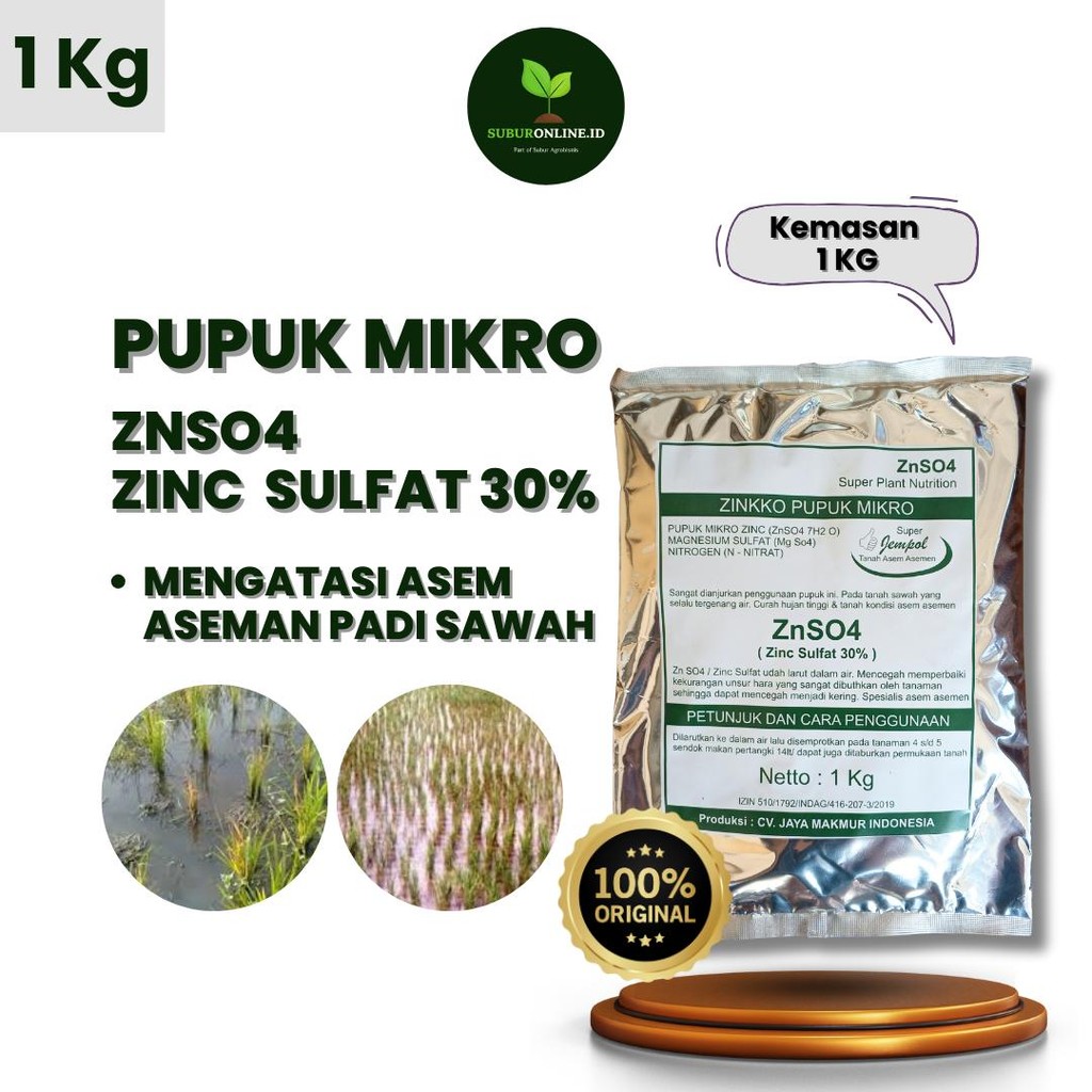 Jual Pupuk Mikro ZnSO4 Zinc Sulfate 30% Kemasan 1kg | Shopee Indonesia