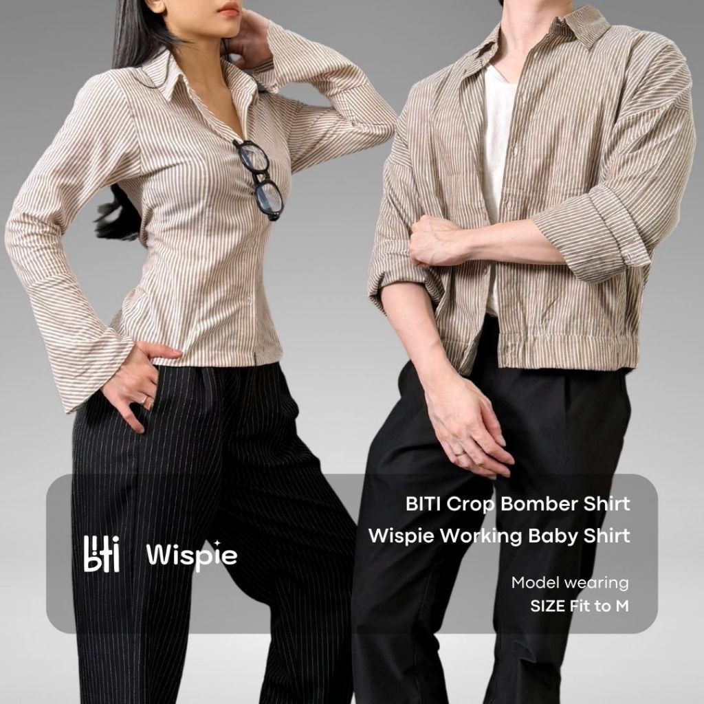 Jual WISPIE X BITI Working Couple Shirt | Kemeja Wanita Pria pinstripe ...