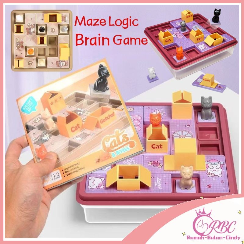 Jual [Penjual Lokal] Cats & Boxes Maze Logic Brain Game Puzzle Hiding ...
