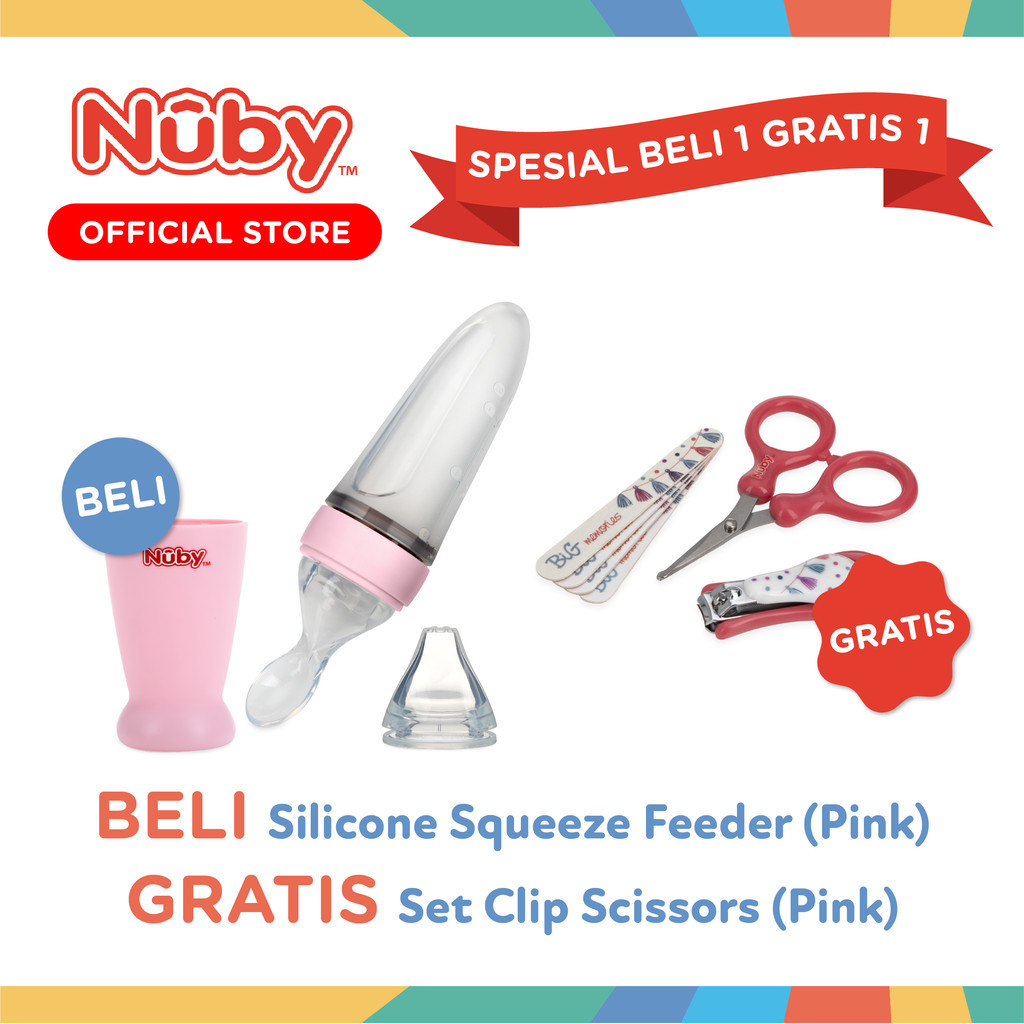 Jual Nuby Silicone Squeeze Feeder (Pink) FREE Set Clip Scissors (Pink) | Shopee Indonesia