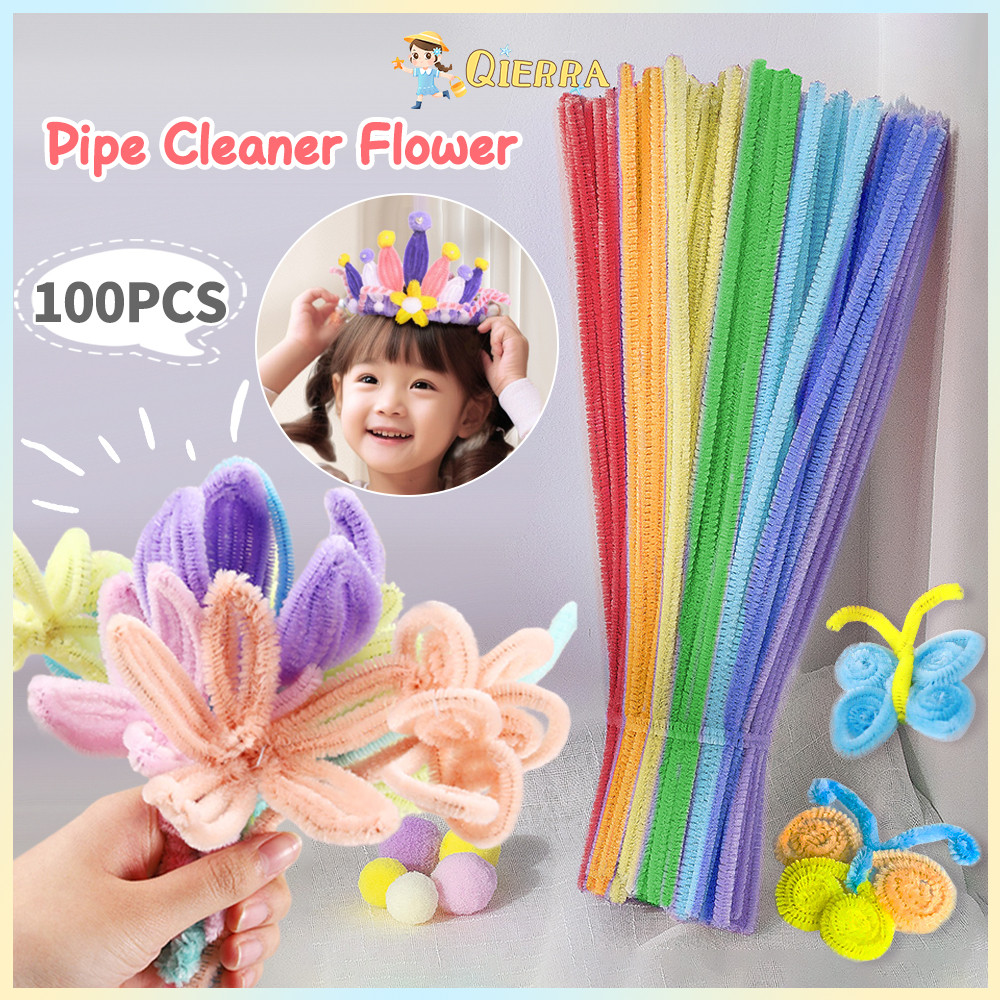 Jual Qierra 30cm Kawat Bulu Mercy Pipe Cleaner 100pcs Pastel Mix Warna ...