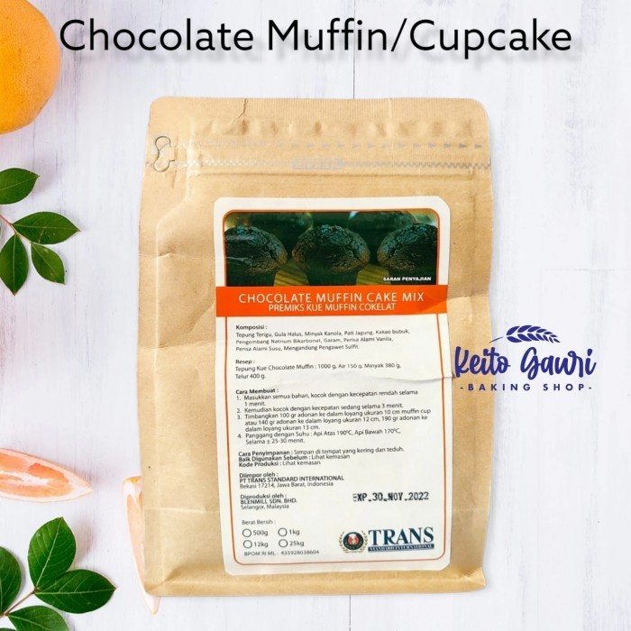 Jual Trans Chocolate Muffin Cake Mix Tepung Premix Cokelat Cupcake 500 ...