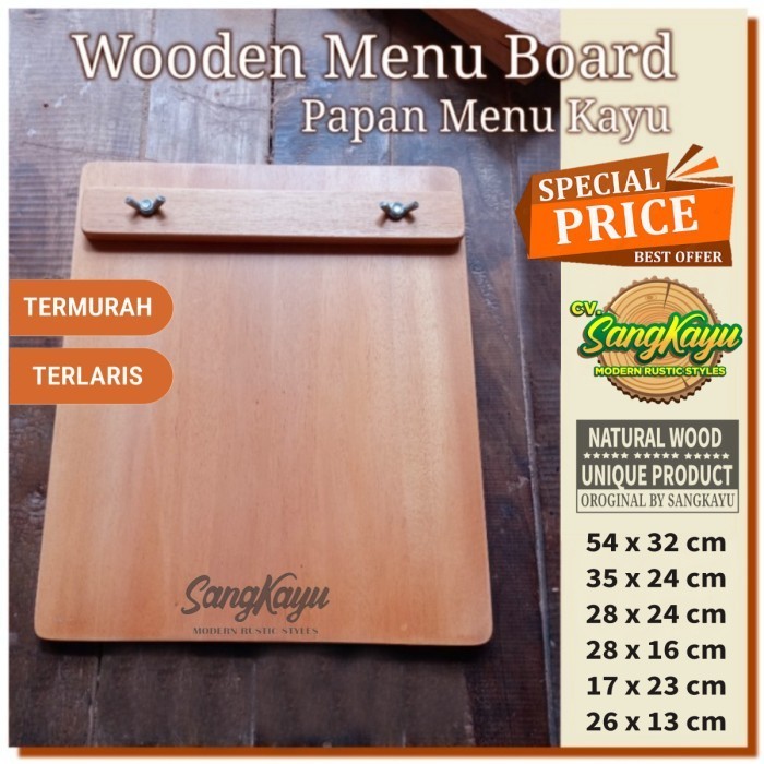 Jual Menu board kayu papan menu kayu 28x24cm display menu display ...