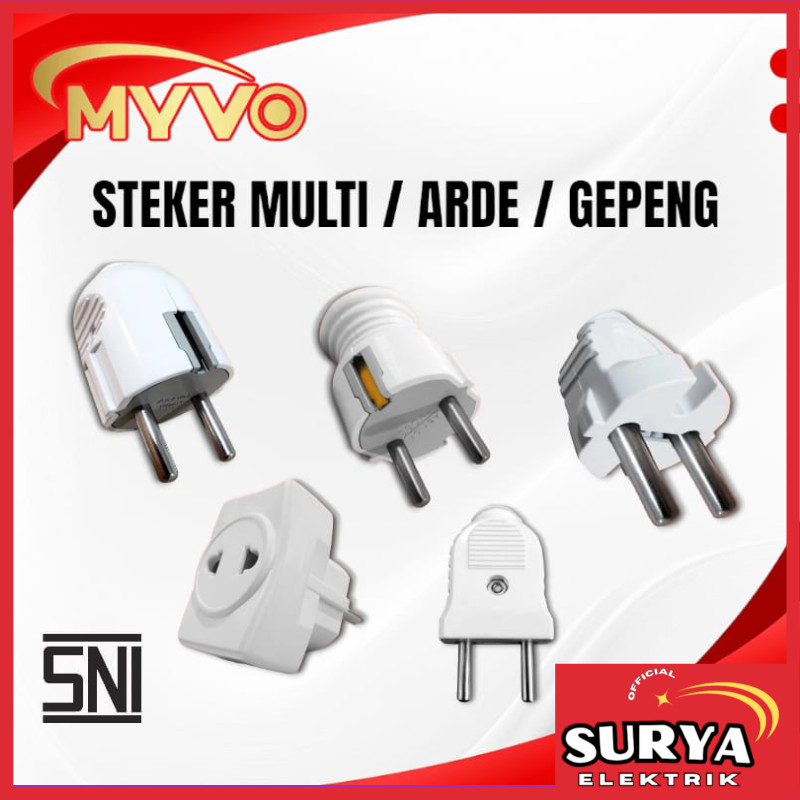 Jual Steker Arde MYVO 10 / 16A 250V Colokan Bulat / Gepeng / Pipih / T ...