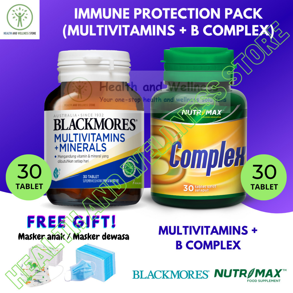 Jual Blackmores Multivitamins Minerals 30 Tablet Dan Nutrimax B Complex 30 Tablet Paket | Shopee ...