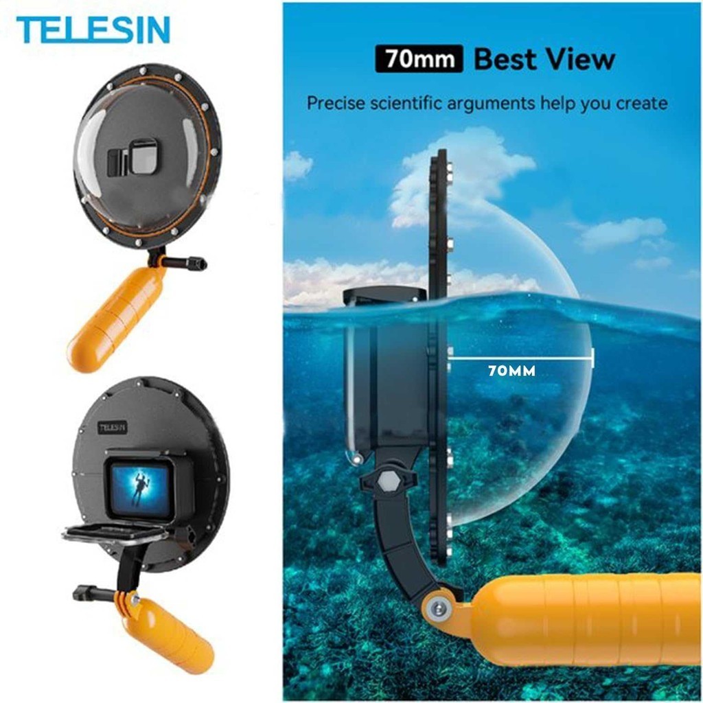 Jual TELESIN Dome Underwater Photography Selfie Case 30m GoPro 12/11/10/9 - GP-DMP-T09-SA ...