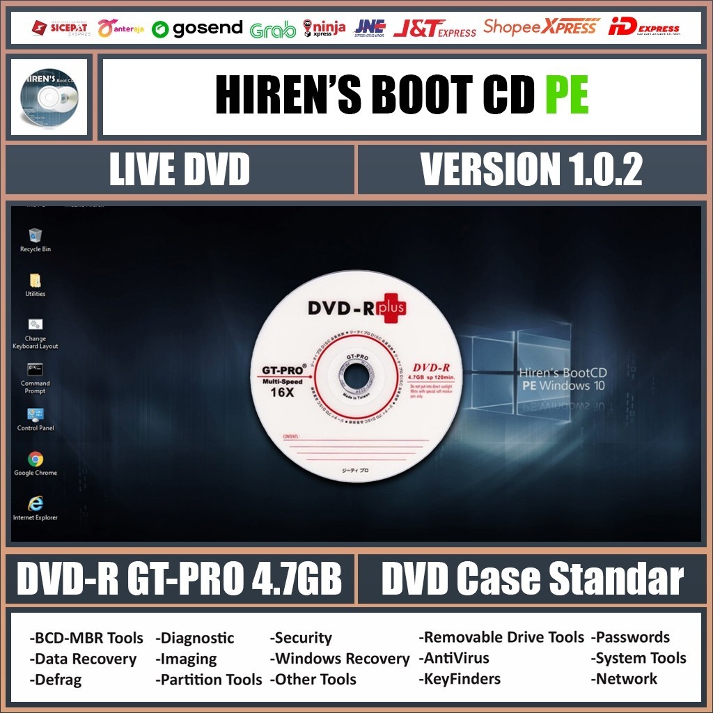 Jual DVD Live Hirens Boot CD Hiren's BootCD PE x64 Bootable Versi Terbaru | Shopee Indonesia