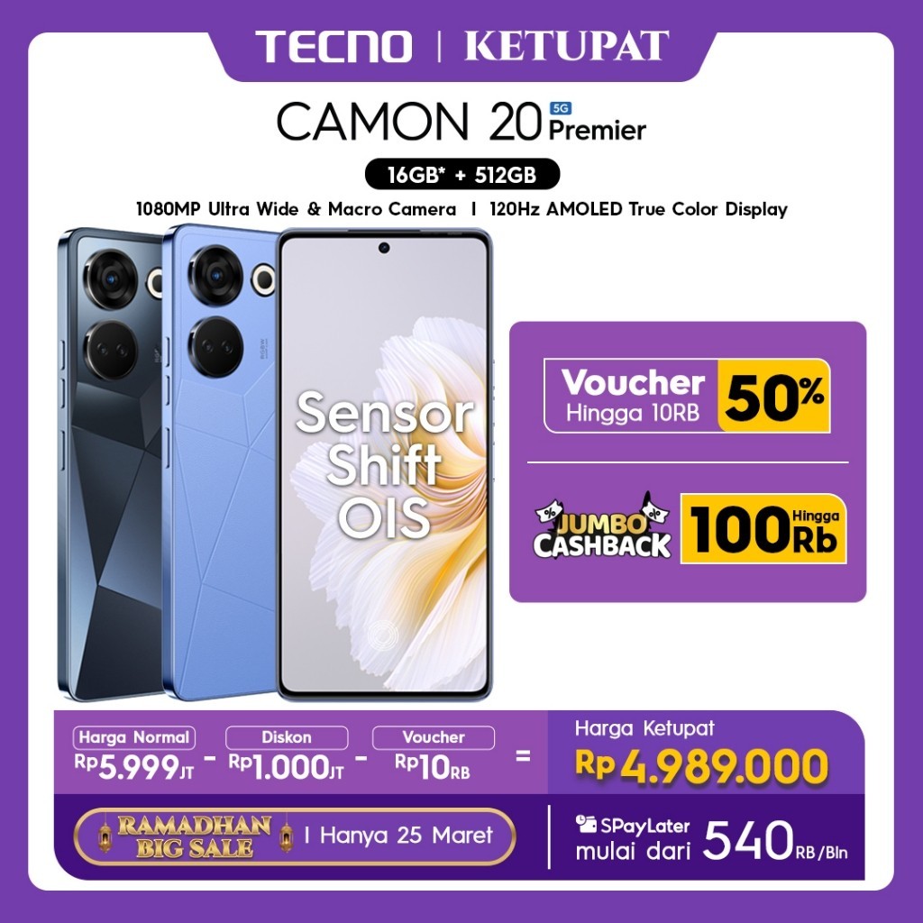 Jual TECNO CAMON 20 Premier 5G – 108MP UltraWide+Macro Camera with Sensor shift OIS+EIS+RGBW Pro ...