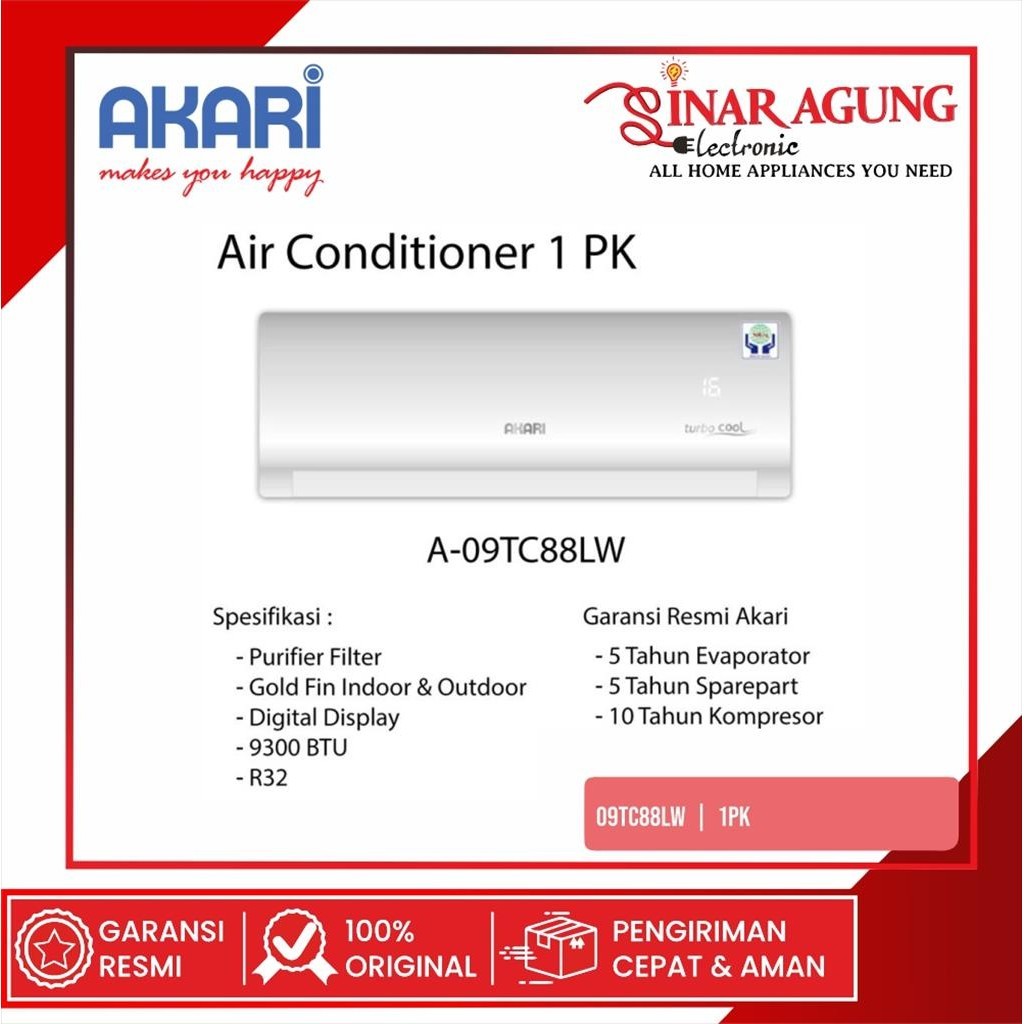 Jual [COD] AC AKARI A09TC3LW / 09TC3LW / 09TC3 LOW WATT (1 PK / 710 WATT) GARANSI RESMI | Shopee ...
