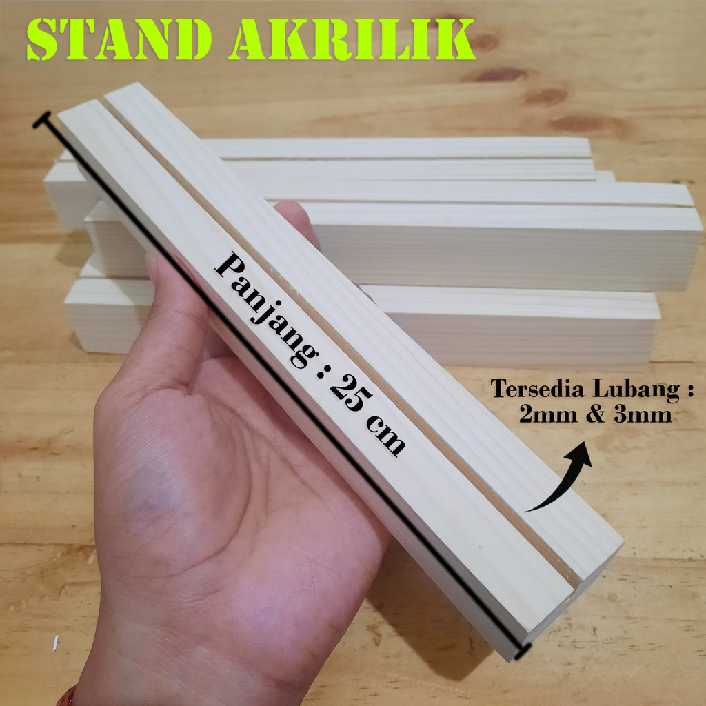 Jual Stand Kayu Untuk Akrilik Panjang 25cm Lubang 2mm dan 3mm Akrilik ...
