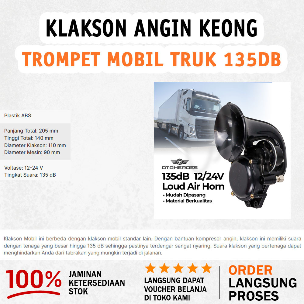 Jual Klakson Angin Keong Trompet Mobil Truk Loud Air Horn 135dB - Warna ...