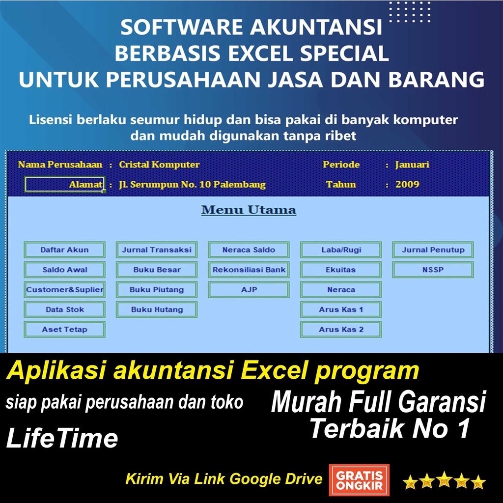 Jual Aplikasi akuntansi Excel program siap pakai perusahaan dan toko ...
