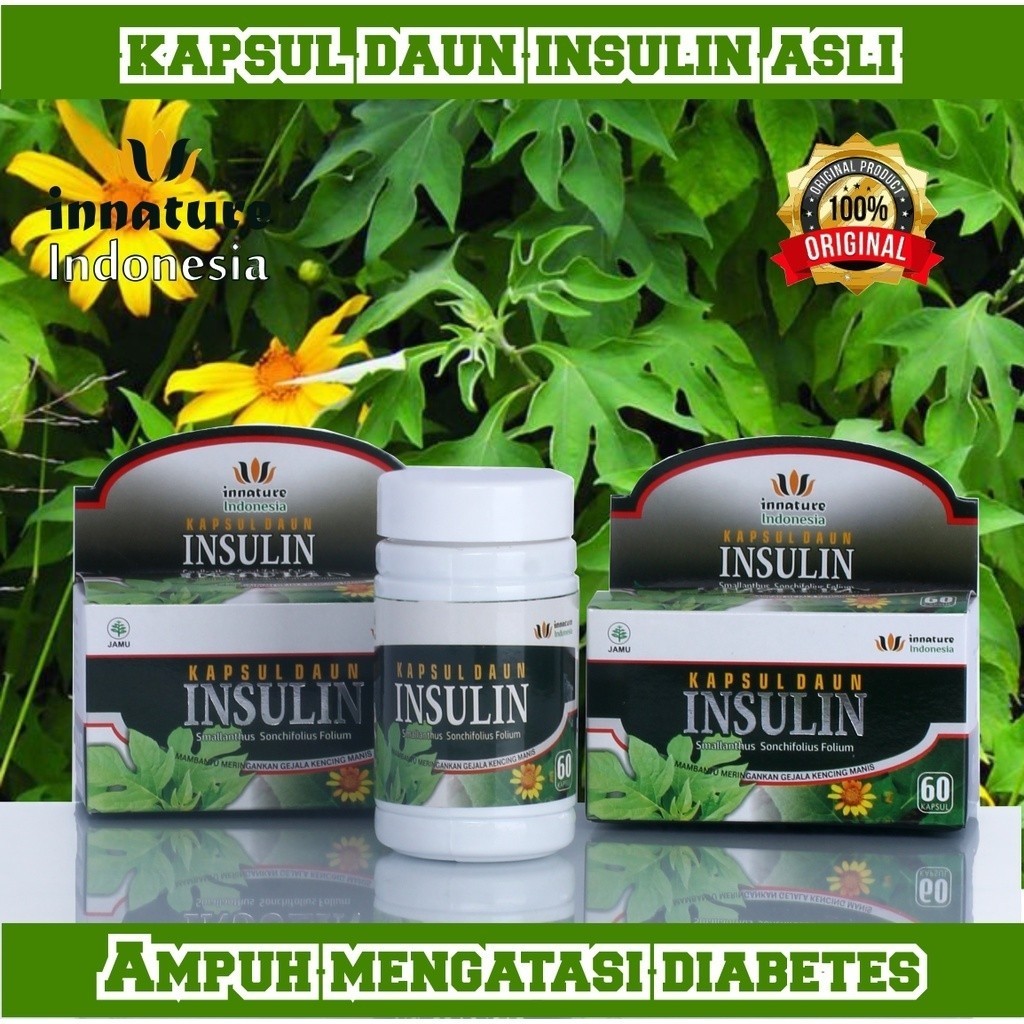 Jual [ori100%] Kapsul Daun Insulin isi 60 kapsul Insulin Gold | Herbal ...