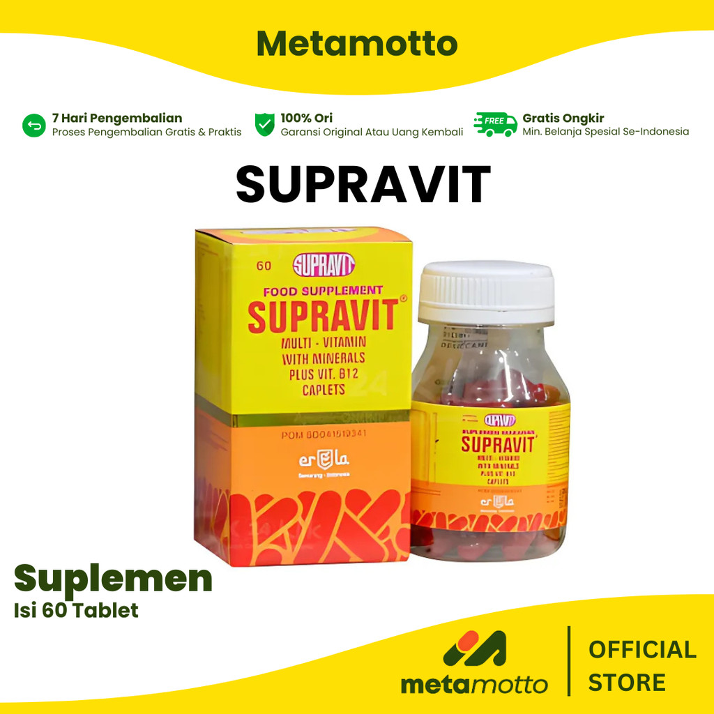 Jual Supravit Multivitamin & Mineral / Vitamin C & B complex 60 kaplet ...
