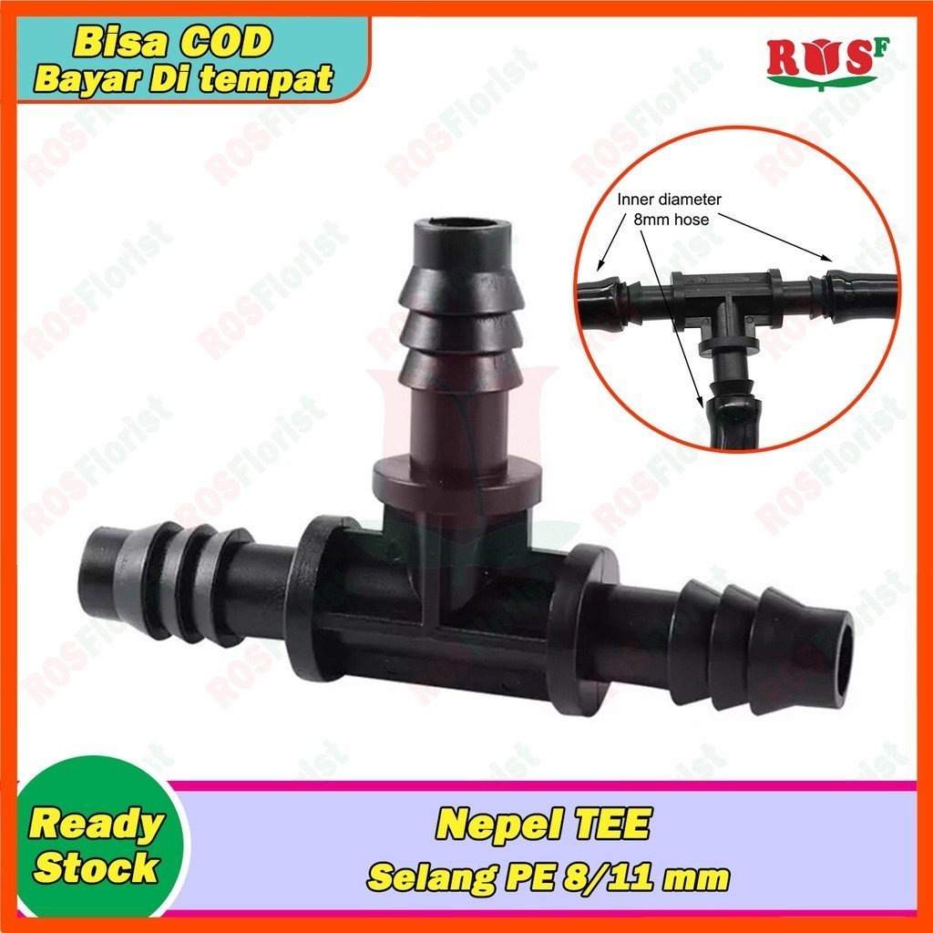 Jual RF - Nepel Tee Selang PE 8 / 11 mm Konektor Sambungan Hidroponik ...
