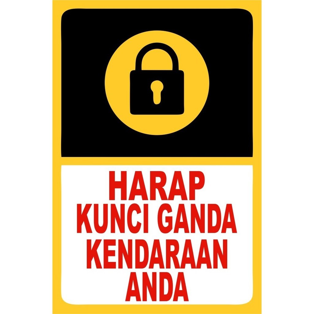 Jual Rambu harap kunci ganda kendaraan anda AKRILIK | Shopee Indonesia
