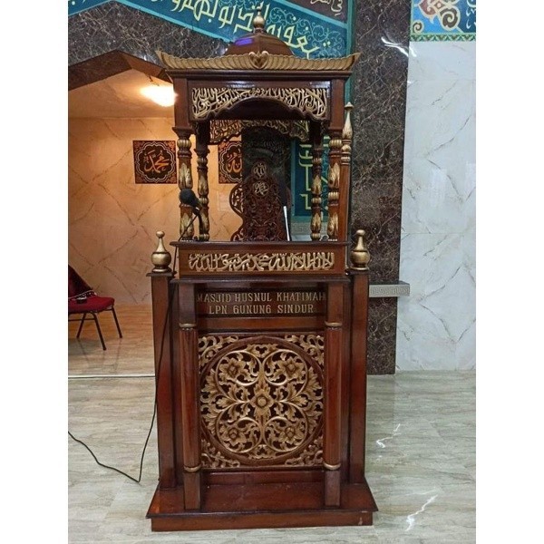 Jual Mimbar Masjid Kubah 2 Tiang Depan + (Gratis Tongkat Khotib ...