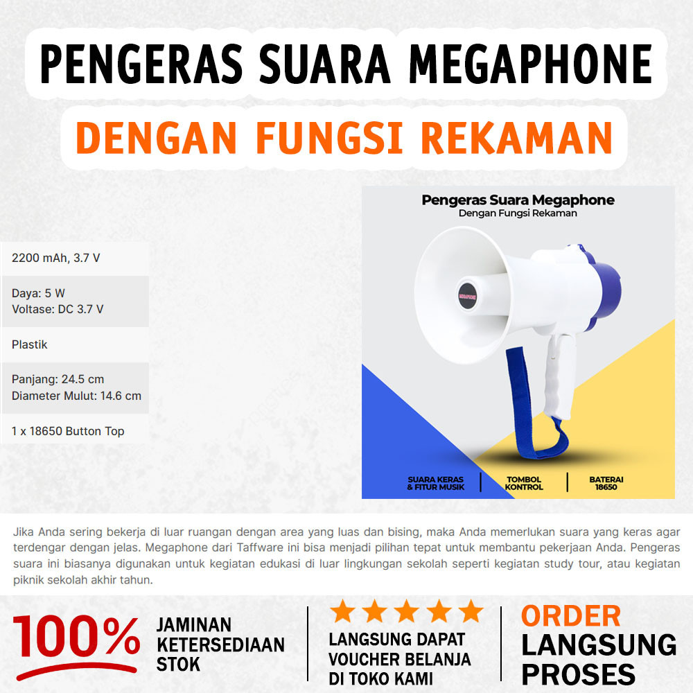 Jual Toa / Megaphone Tenaga Baterai dengan Fungsi Recorder & Kontrol ...