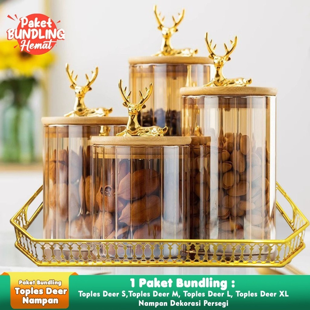 Jual Ideame Paket Bundling Toples Kue Lebaran Eid / Toples Snack Kue Lebaran + Nampan Gold ...