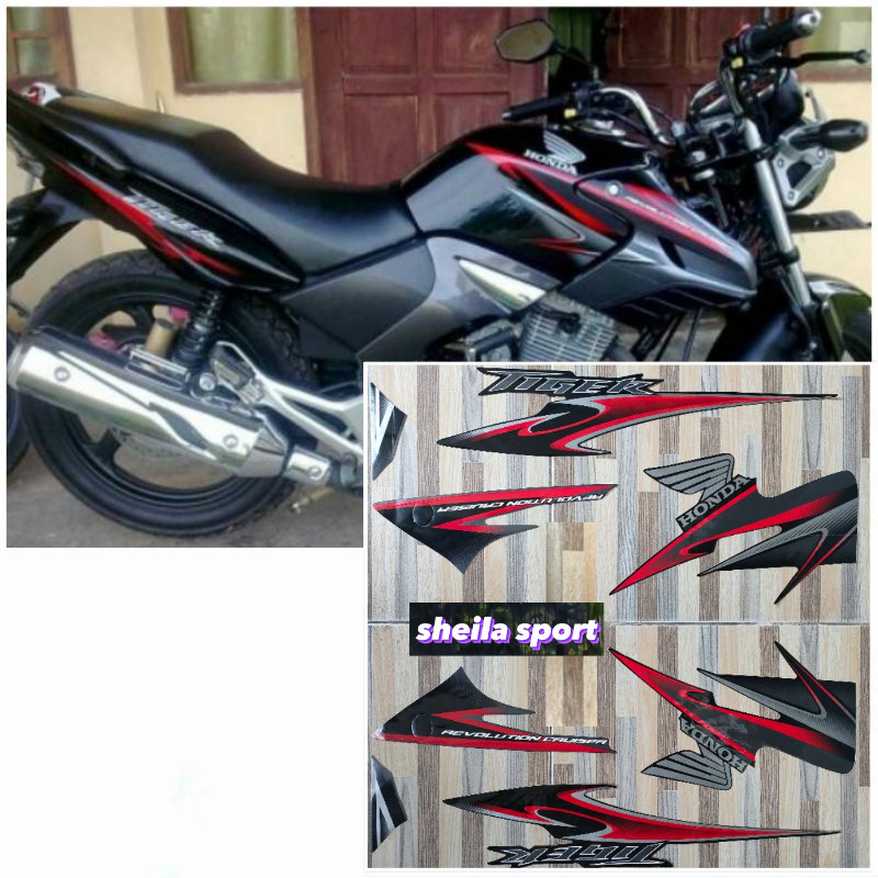 Jual Striping tiger revo stiker Honda Tiger Revo merah hitam tahun 2012 ...
