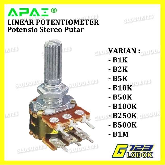 Jual Potensio Stereo Potentio B 1K 2K 5K 10K 20K 50K 100K 250K 500K 1M ...