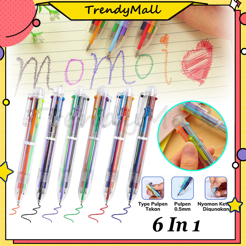Jual Pulpen Ballpont Pen Six-in-One/Color Pulpen 6 Warna Transparan ...
