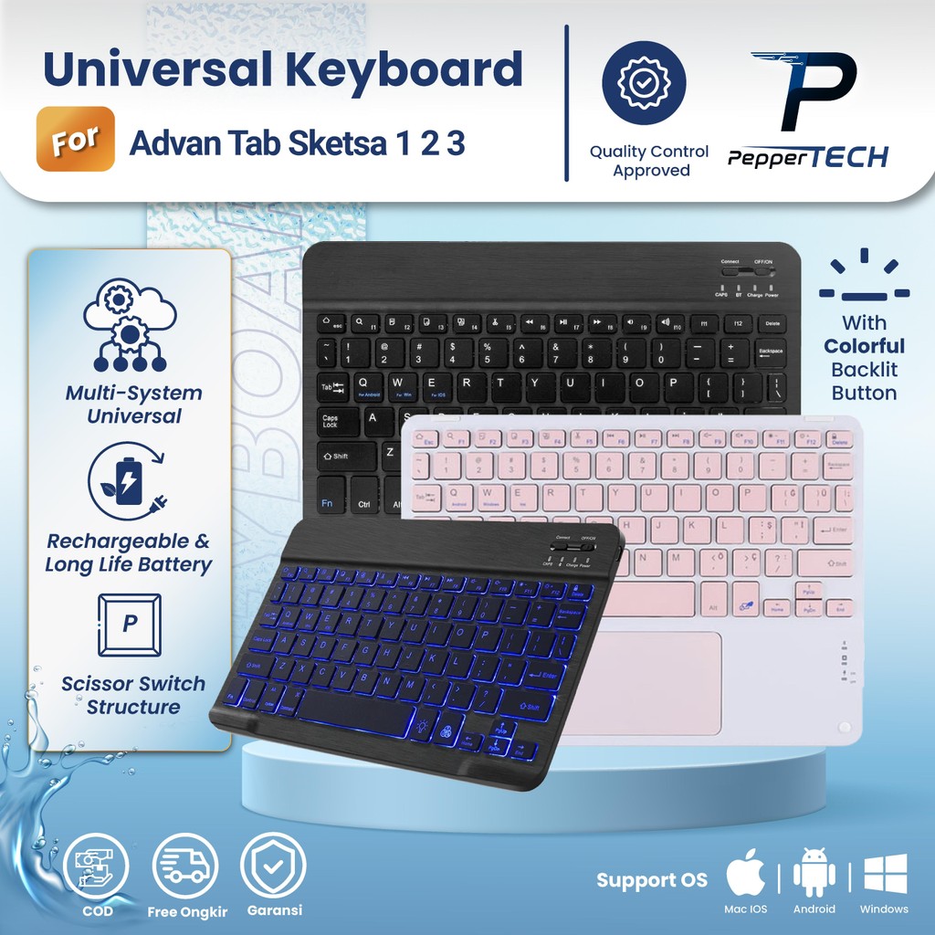 Jual Keyboard Bluetooth Universal untuk Advan Tab Sketsa 1 2 3 Wireless ...