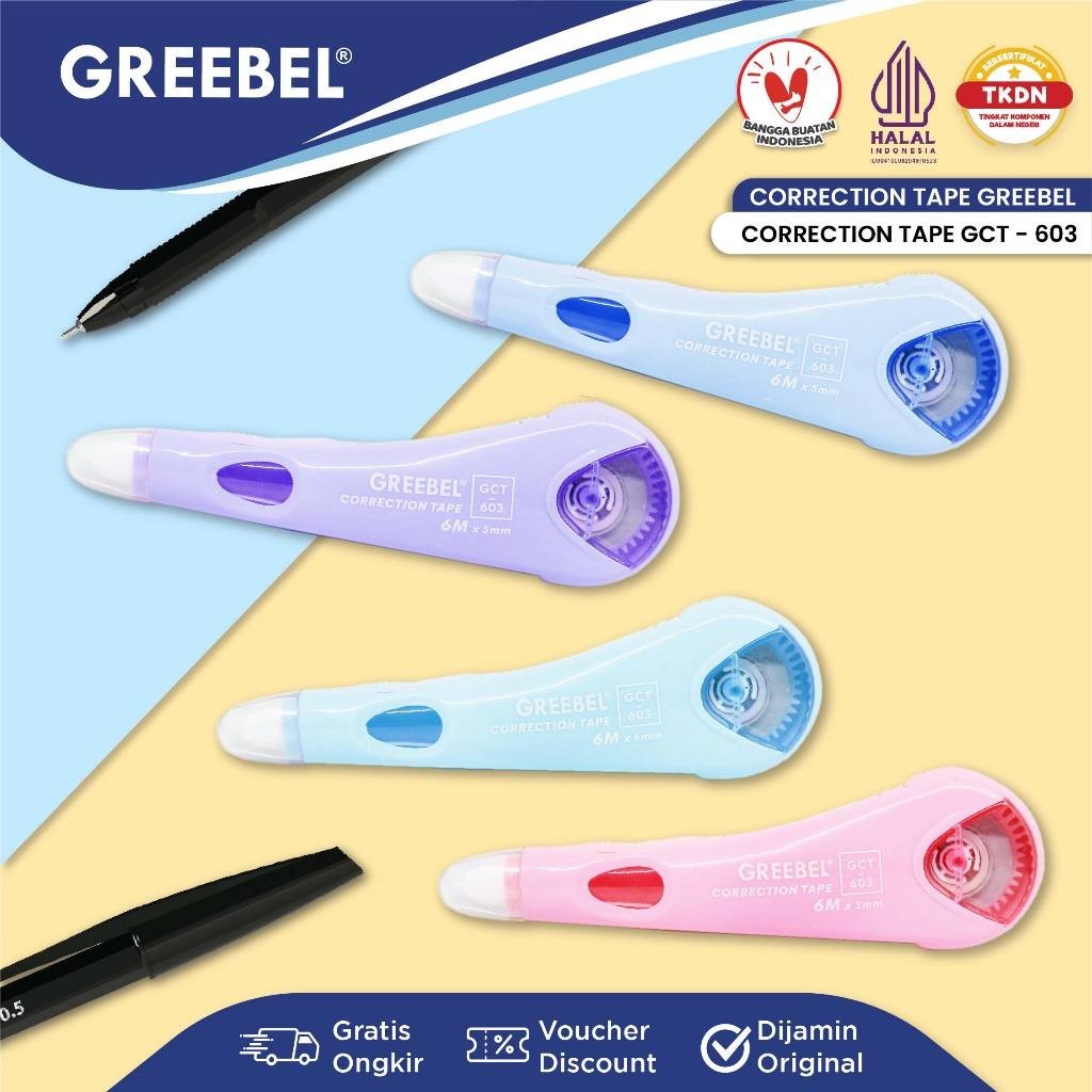 Jual GREEBEL Correction Tape GCT-603 Pastel Lucu / Tip Ex Kertas Roll ...